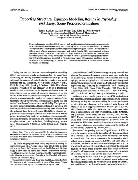 Pdf Reporting Structural Equation Modeling Results In Psychology And