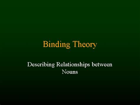 Binding Theory Describing Relationships Between Nouns Binding Theory