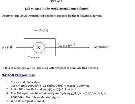 ECE Lab Amplitude Modulation Demodulation Chegg