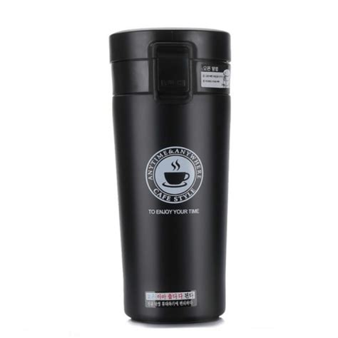 이중 벽 스테인레스 스틸 진공 플라스크 380ml 자동차 열 컵 커피 차 여행 머그잔 Thermol 병 용량 380ml 블랙