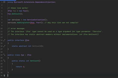 microsoft extensions dependencyinjection can not register type which