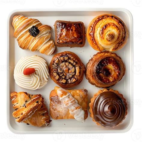 Different Types Of Pastries Arranged On A Serving Tray 44810246 Png