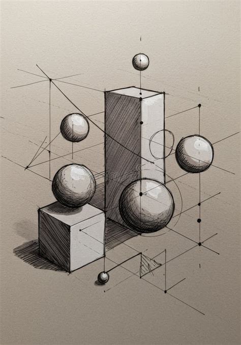 Monochromatic Geometric Shapes Sketch Stock Illustration Illustration Of Visual Lines 383521782