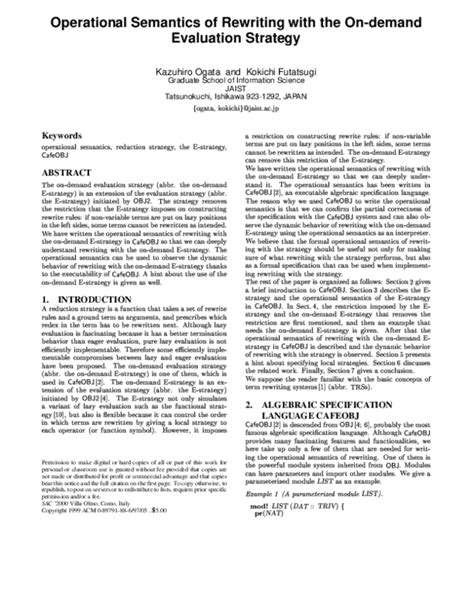 Pdf Operational Semantics Of Rewriting With The On Demand Evaluation Strategy