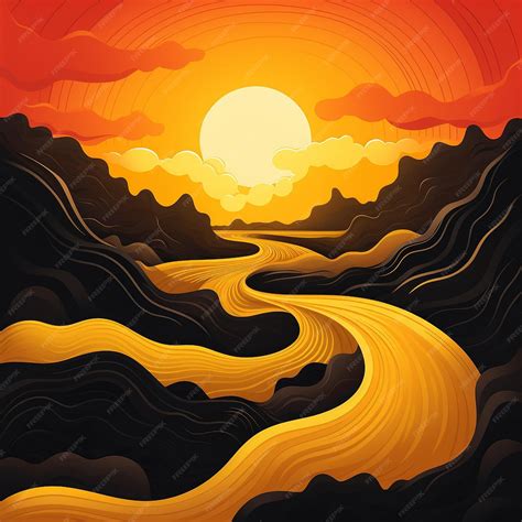 Premium Vector Sunset Illustration