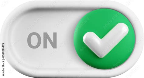 Vector Cartoon 3d Turn On Switch Button Cute Realistic 3d White Toggle Switch Slider With Green
