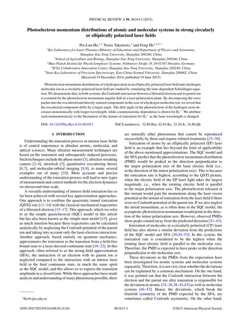 Pdf Photoelectron Momentum Distributions Of Atomic And Molecular