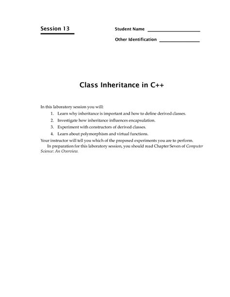 Notes On Class Inheritance In C Foundation Of Computer Science Lab Cot 3002l Docsity