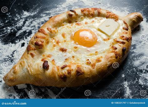 Khachapuri Adjara Georgian Cuisine Baked Bread Stock Image Image Of