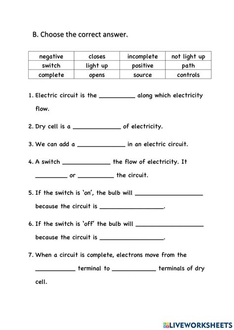 Electric Circuit Exercise For Grade 6 Electric Circuit Circuits Science Circuit