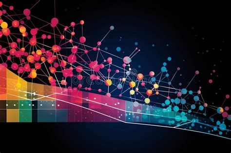 Colorful Network Graph With Connected Nodes And Lines Representing Data