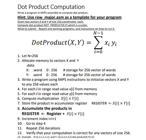 Solved Dot Product Computation Write A Program In Mips