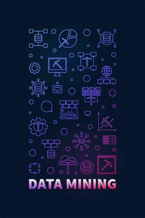 Data Mining Vertical Colorful Banner In Thin Line Style Database Analytics Concept