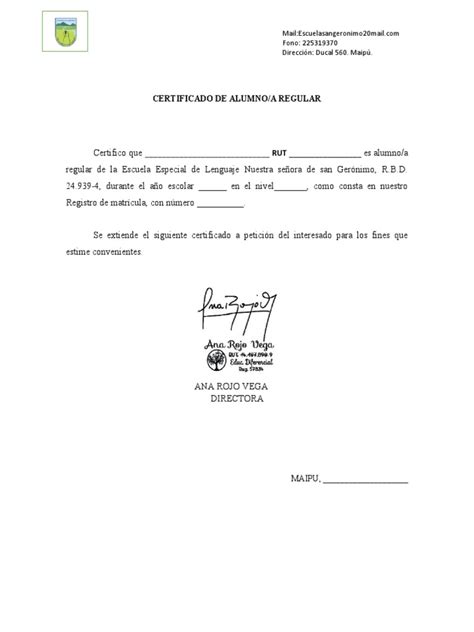 Certificado De Alumno Regular 2023 Pdf