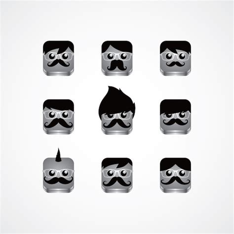 Premium Vector Geek Guy Avatar Portrait Set Theme Vector Art Illustration