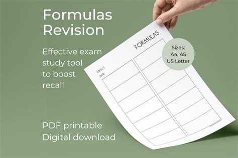 Formulas Printable Revision Sheet GCSE Exam Study Help For Revising PDF Study Resources
