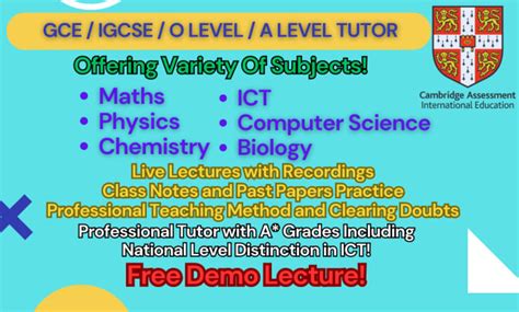 Tutor Igcse Gcse A Level O Level Maths Physics Chemistry Ict Computer Science By Hussain Ali12