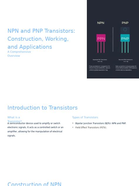 Npn And Pnp Transistors Construction Working And Applications Pdf Bipolar Junction