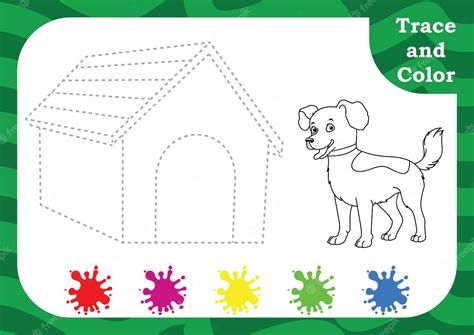 미세 운동 기술을 연습하기 위한 유치원 워크시트 어린이를 위한 추적 및 색상 추적 및 색칠 프리미엄 벡터