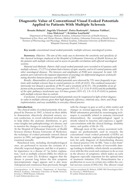 Pdf Diagnostic Value Of Conventional Visual Evoked Potentials Applied To Patients With