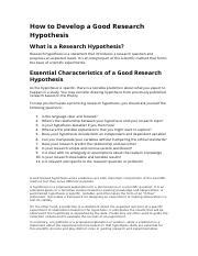 Crafting Effective Research Hypotheses Key Guidelines Examples Course Hero