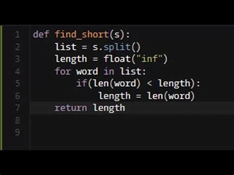 Python Shortest Word Codewars KYU YouTube