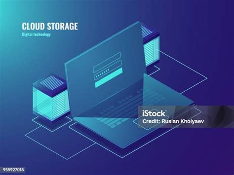 Penyimpanan File Awan Ruang Server Akses Pusat Data Layar Laptop Dengan