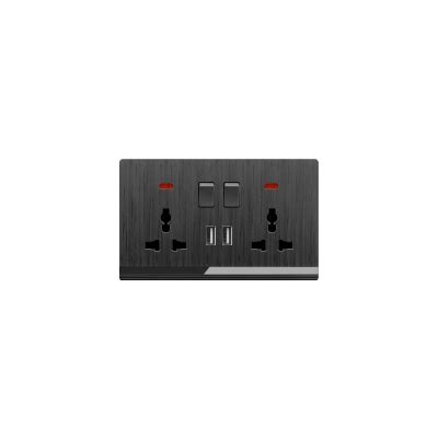 Double Mf Switched Socket With Usb Black Series Siddiqui Trading Fzco