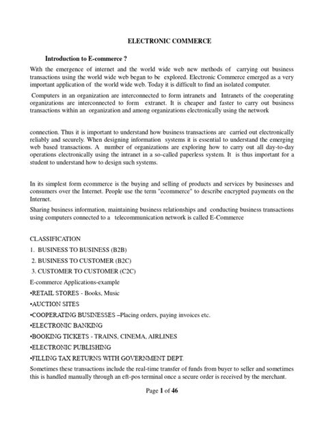 E Commerce Lecture Notes Pdf Debit Card Smart Card