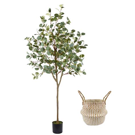Warmplants Artificial Eucalyptus Tree 6ft Tall Fake Eucalyptus Plant