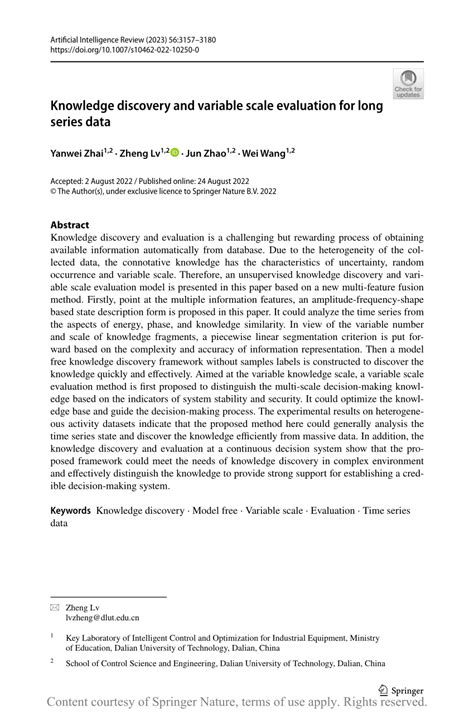 Knowledge Discovery And Variable Scale Evaluation For Long Series Data Request Pdf