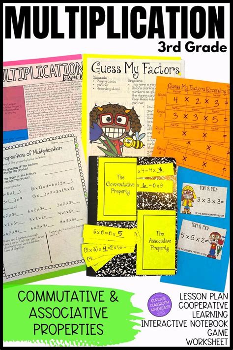 Associative And Commutative Property Of Multiplication Anchor Chart Game Worksheet Math Lesson