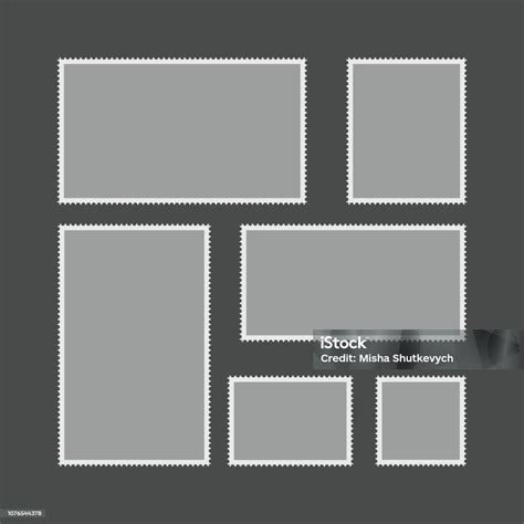 빈 우표 스탬프입니다 다른 크기 서식 파일 우편 스티커 우편 톱니 테두리 벡터 평면 스타일 만화 일러스트 레이 션 가장자리에 대한 스톡 벡터 아트 및 기타 이미지 Istock