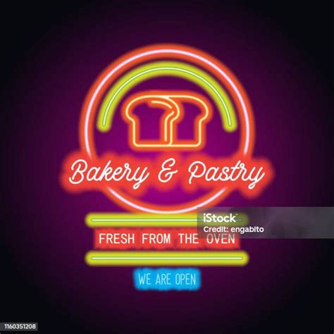 베이커리 및 페이스트리 네온 사인 용 베이커리 및 페이스트리 광고 곡초류에 대한 스톡 벡터 아트 및 기타 이미지 곡초류 네온 달콤한 음식 Istock
