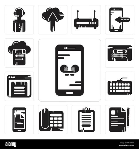 Set Of 13 Simple Editable Icons Such As Smartphone File Clipboard