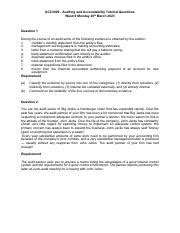 Week 9 Tutorial Questions For 20 March Pdf ACC3009 Auditing And