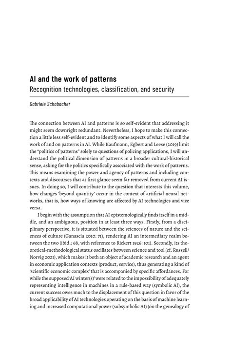 Pdf Ai And The Work Of Patterns Recognition Technologies