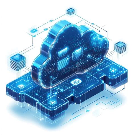 Blockchain Cloud Security Concept Illustration Showcasing Cloud Computing Technology With