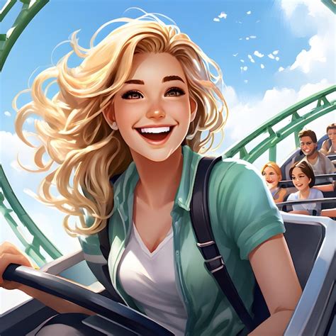 Premium Photo A Girl With Blonde Hair Riding A Roller Coaster