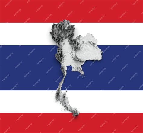 Premium Photo Thailand Map Flag Shaded Relief Color Height Map On