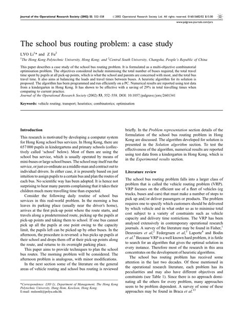 PDF The Babe Bus Routing Problem A Case Study