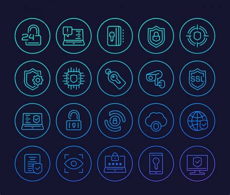 Premium Vector Security And Protection Line Icons Secure Connection Cybersecurity Privacy