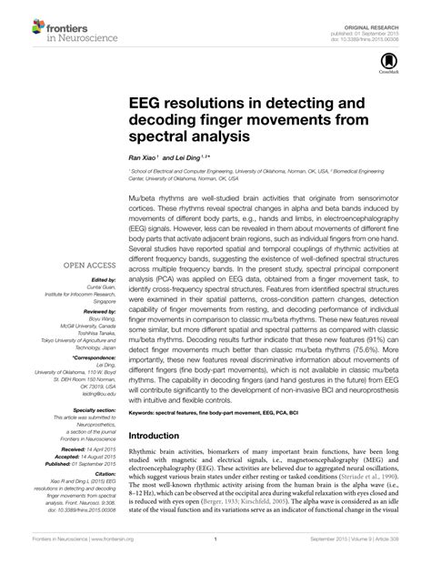 Pdf Eeg Resolutions In Detecting And Decoding Finger Movements From