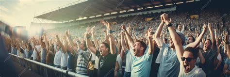 Premium Ai Image Crowd Of Sports Fans Cheering During A Match In A