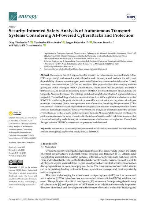 Pdf Security Informed Safety Analysis Of Autonomous Transport Systems Considering Ai Powered