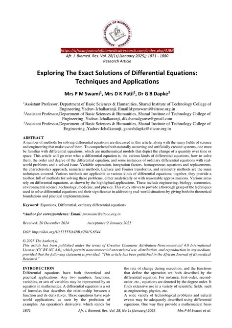 Pdf Exploring The Exact Solutions Of Differential Equations Techniques And Applications
