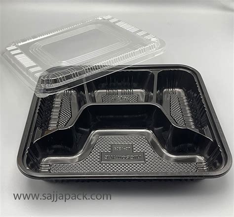 กล่องอาหารสี่เหลี่ยม 4 ช่อง เวฟได้ Sajjapack โรงงานผลิตบรรจุภัณฑ์ ถ้วยกระดาษและพลาสติกใส่อาหาร