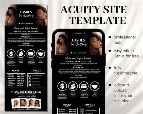 Acuity Scheduling Template Acuity Booking Site DIY Acuity Design Lash Tech Hair Stylist