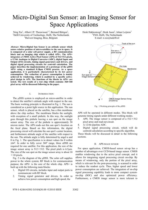 Pdf Micro Digital Sun Sensor An Imaging Sensor For Space Applications