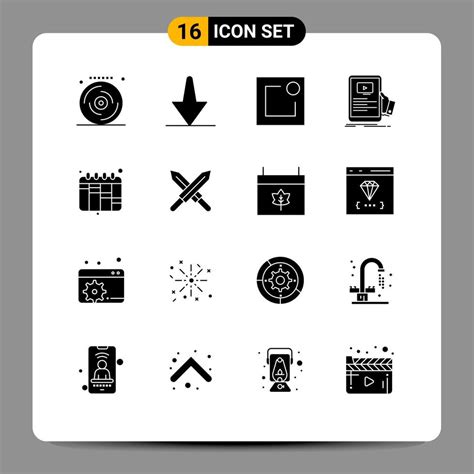 16 Universal Solid Glyph Signs Symbols Of Workflow Iteration Notice Tutorial Webinar Editable